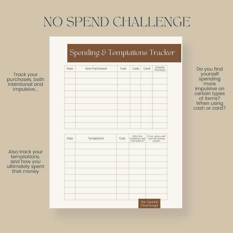 No Spending Challenge Printable Workbook Bundle | Money Savings ...