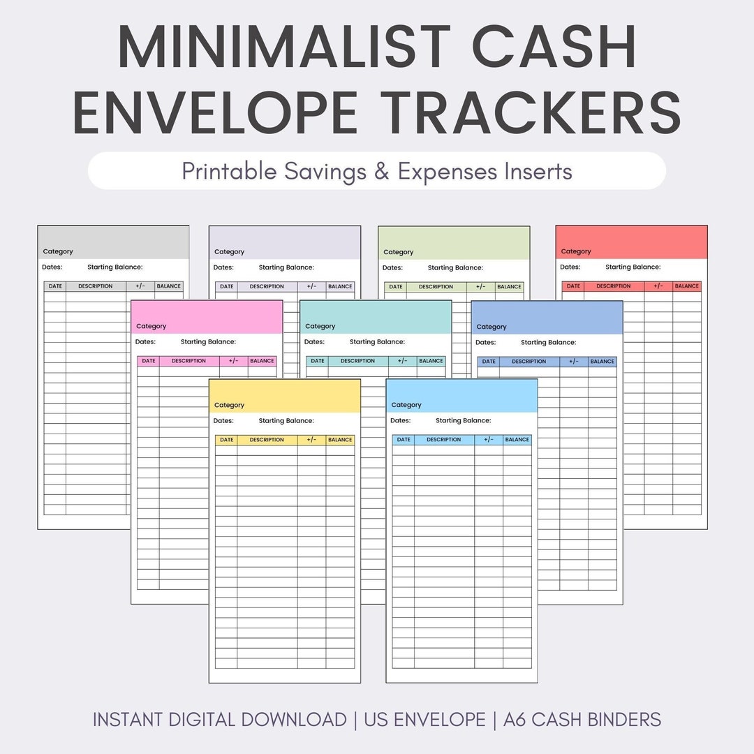 Cash Envelope Inserts, Cash Envelope Printable Trackers | Cash Stuffing ...