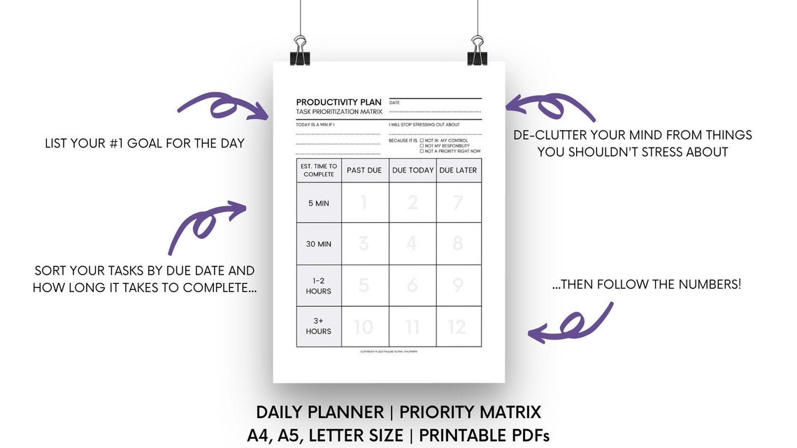 Printable Daily Task Planner Productivity Time Management Plan Task ...