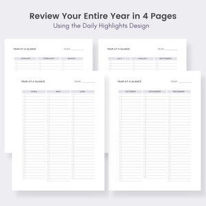 Minimalist Yearly Overview Printable, Year at a Glance Planner ...