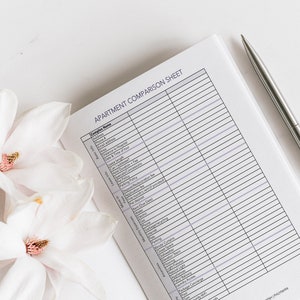 Apartment Comparison Worksheet | Housing Search Planner | Rent ...