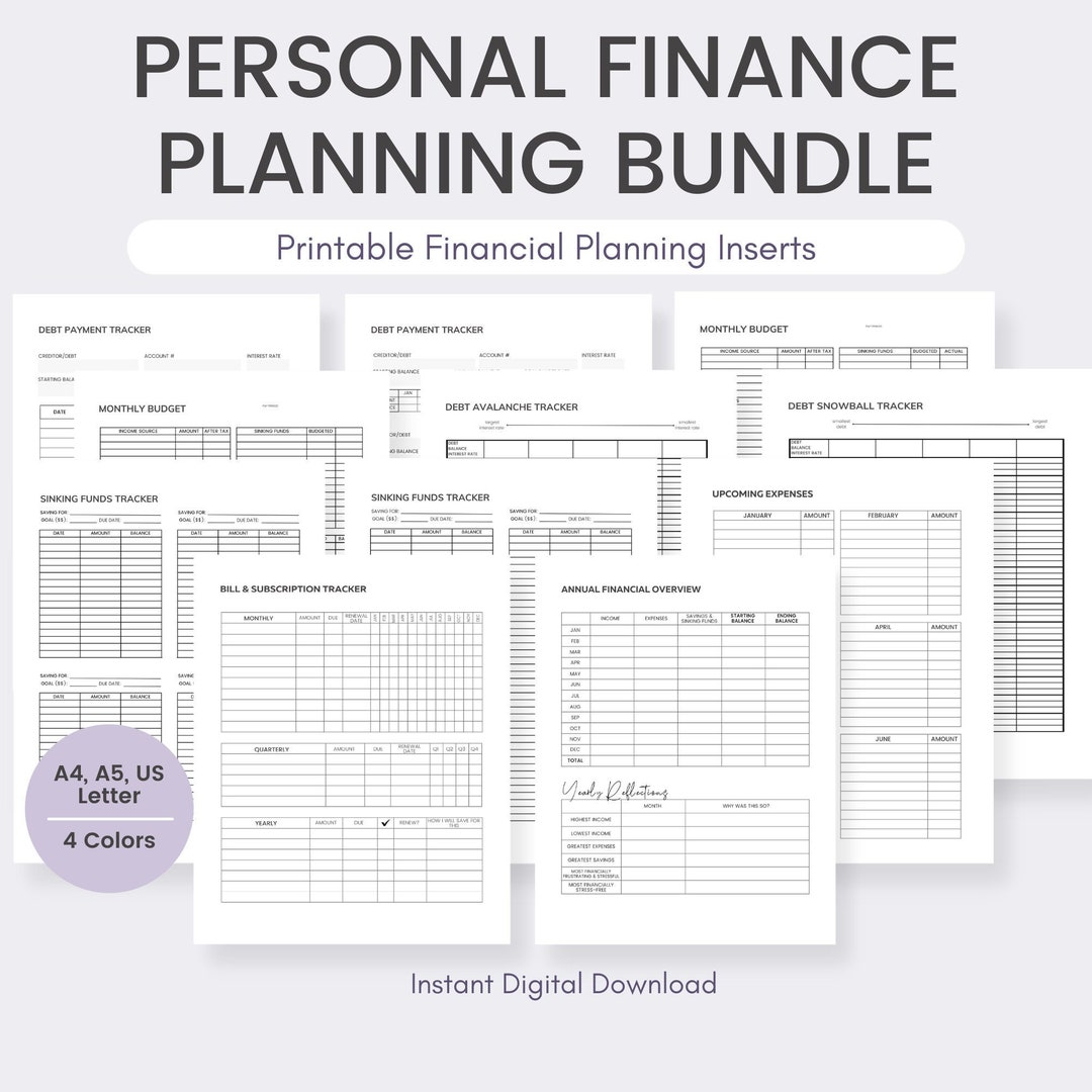 Minimalist Personal Finance Budget Planner, Digital Financial Planner ...