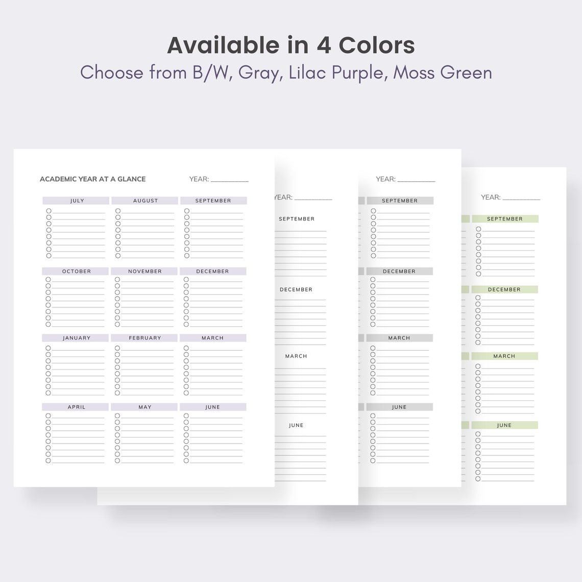 Minimalist Yearly Overview Printable Year at a Glance Planner - Etsy