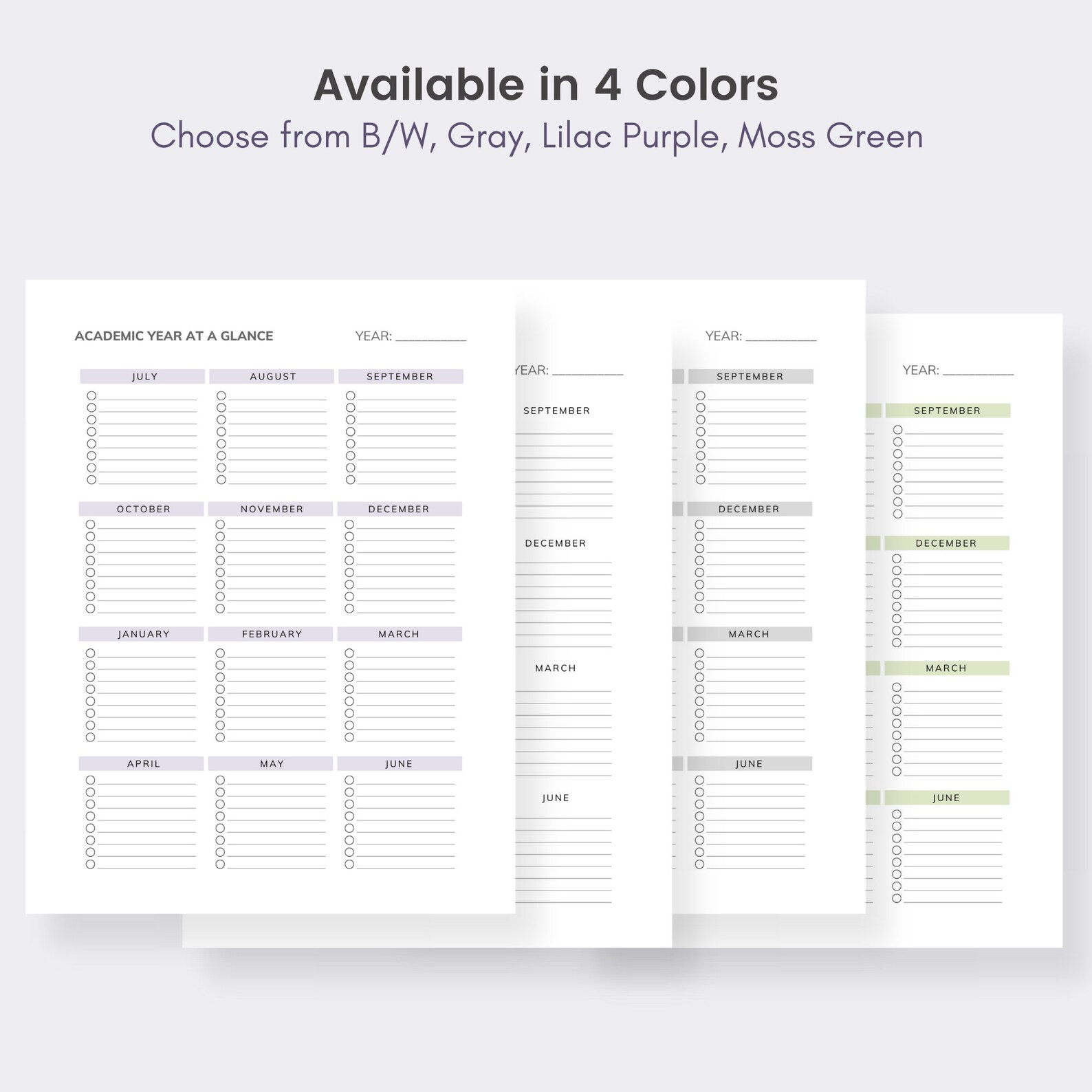 Minimalist Yearly Overview Printable Year at a Glance Planner - Etsy