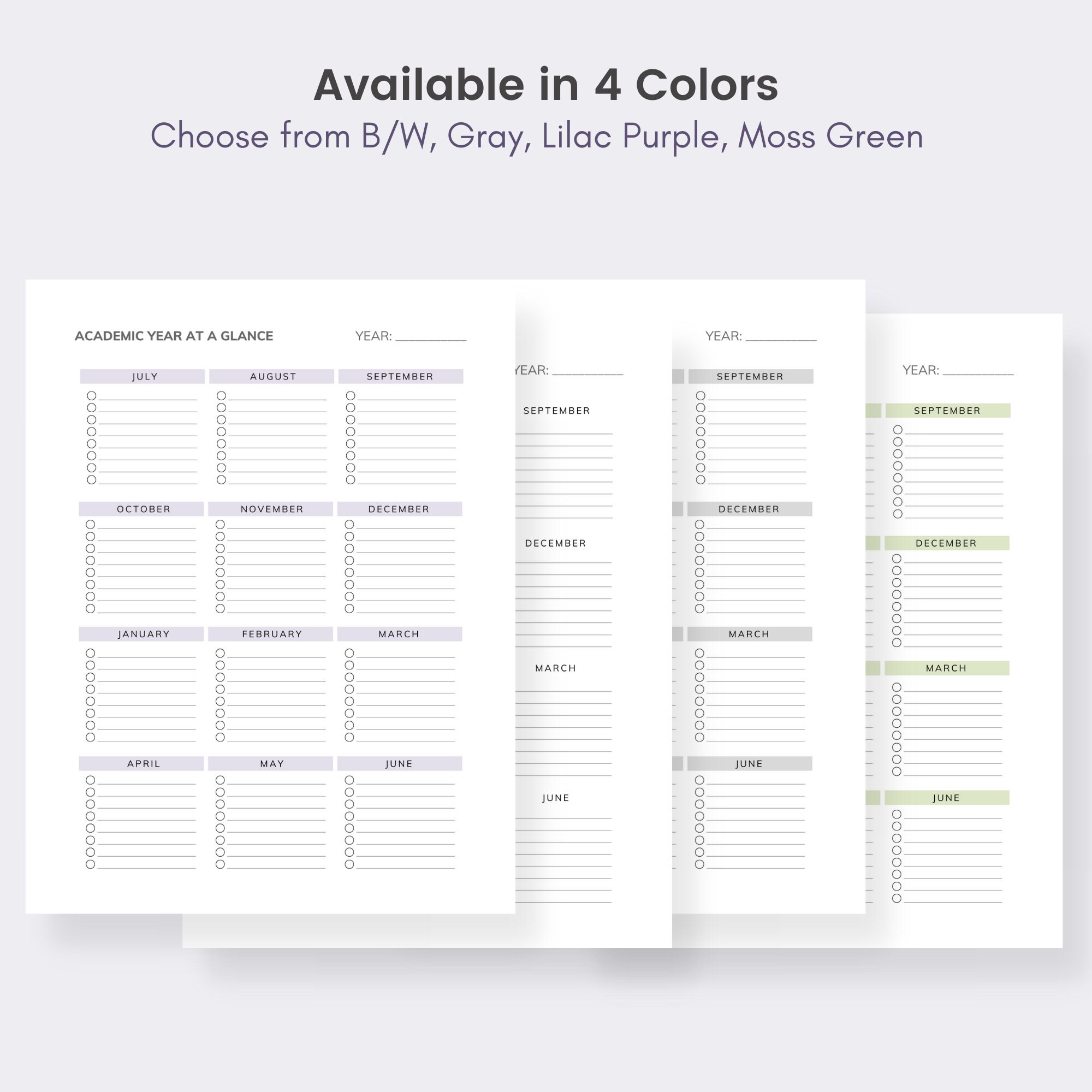Minimalist Yearly Overview Printable, Year at a Glance Planner ...