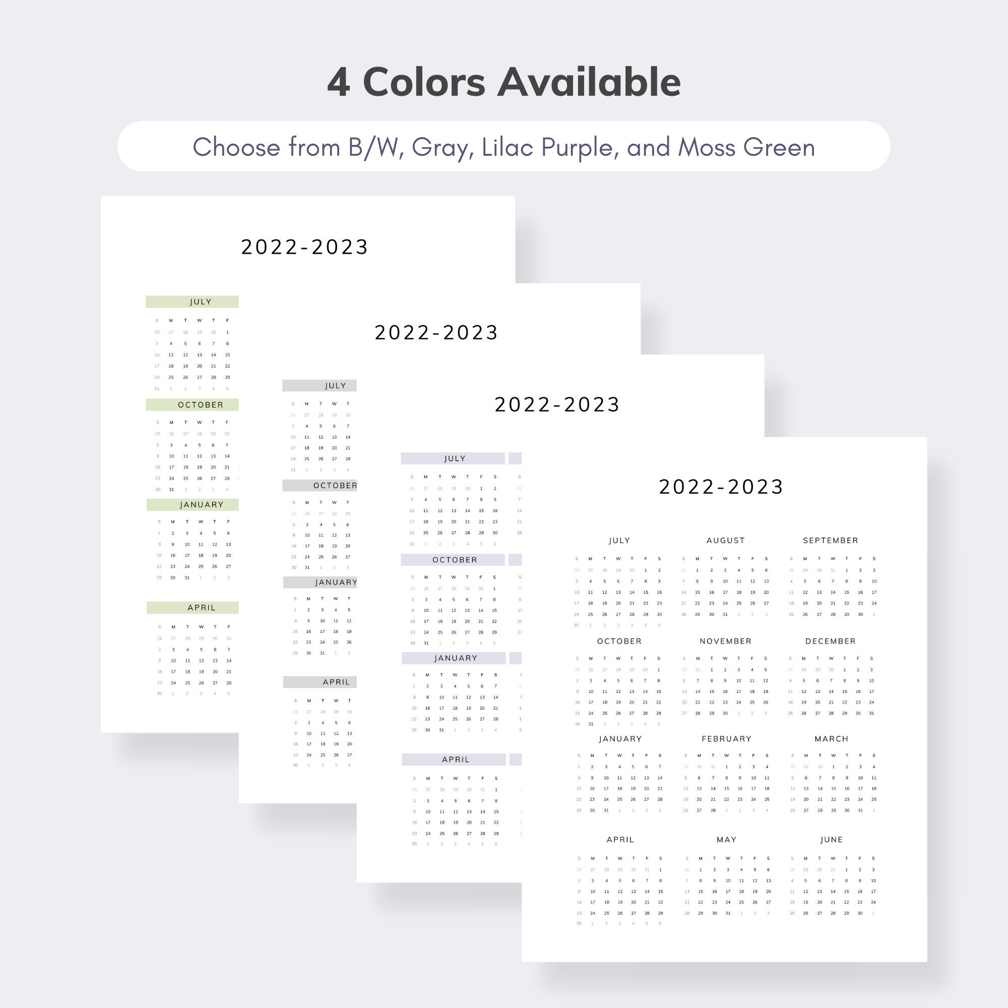 2022 & 2022-2023 Minimalist Calendar Printable, Academic Calendar ...