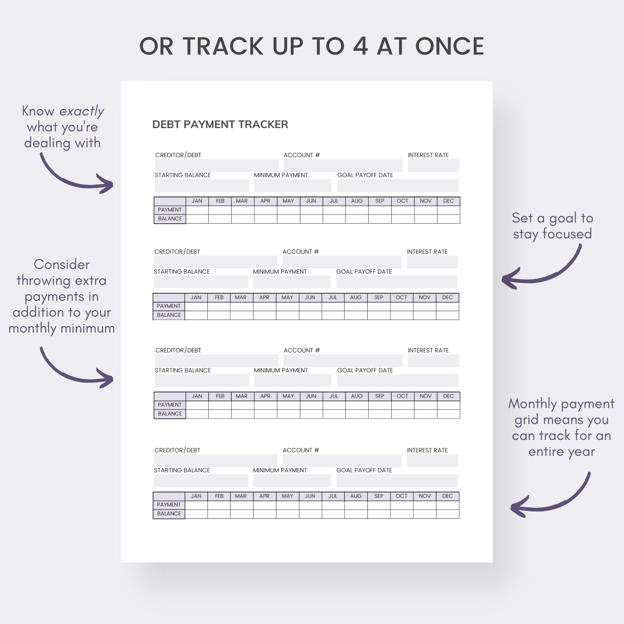 Minimalist Student Loan & Debt Payment Tracker Printable | Debt Free ...