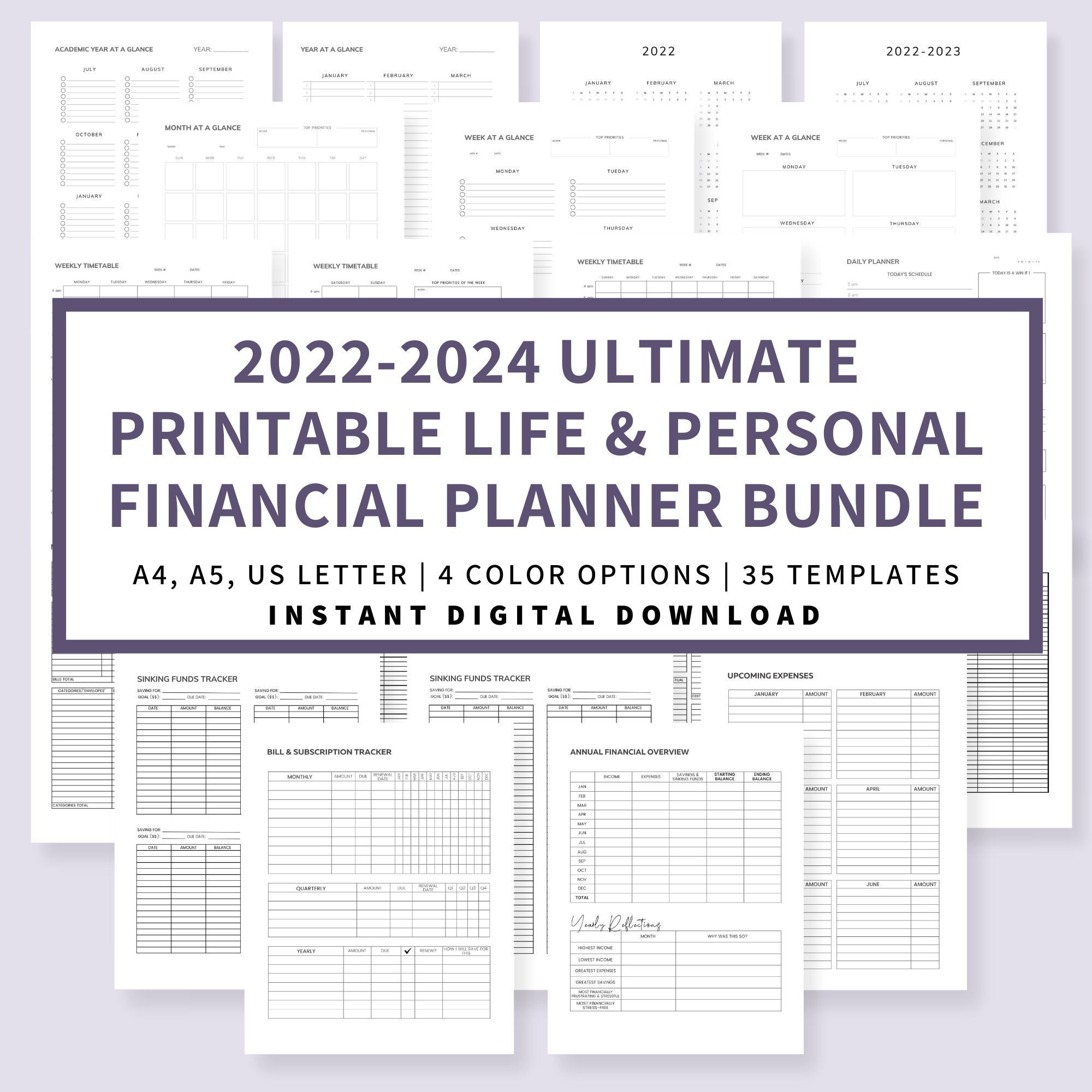 2022-2024 Life & Personal Finance Planner Printable Bundle, Budget ...