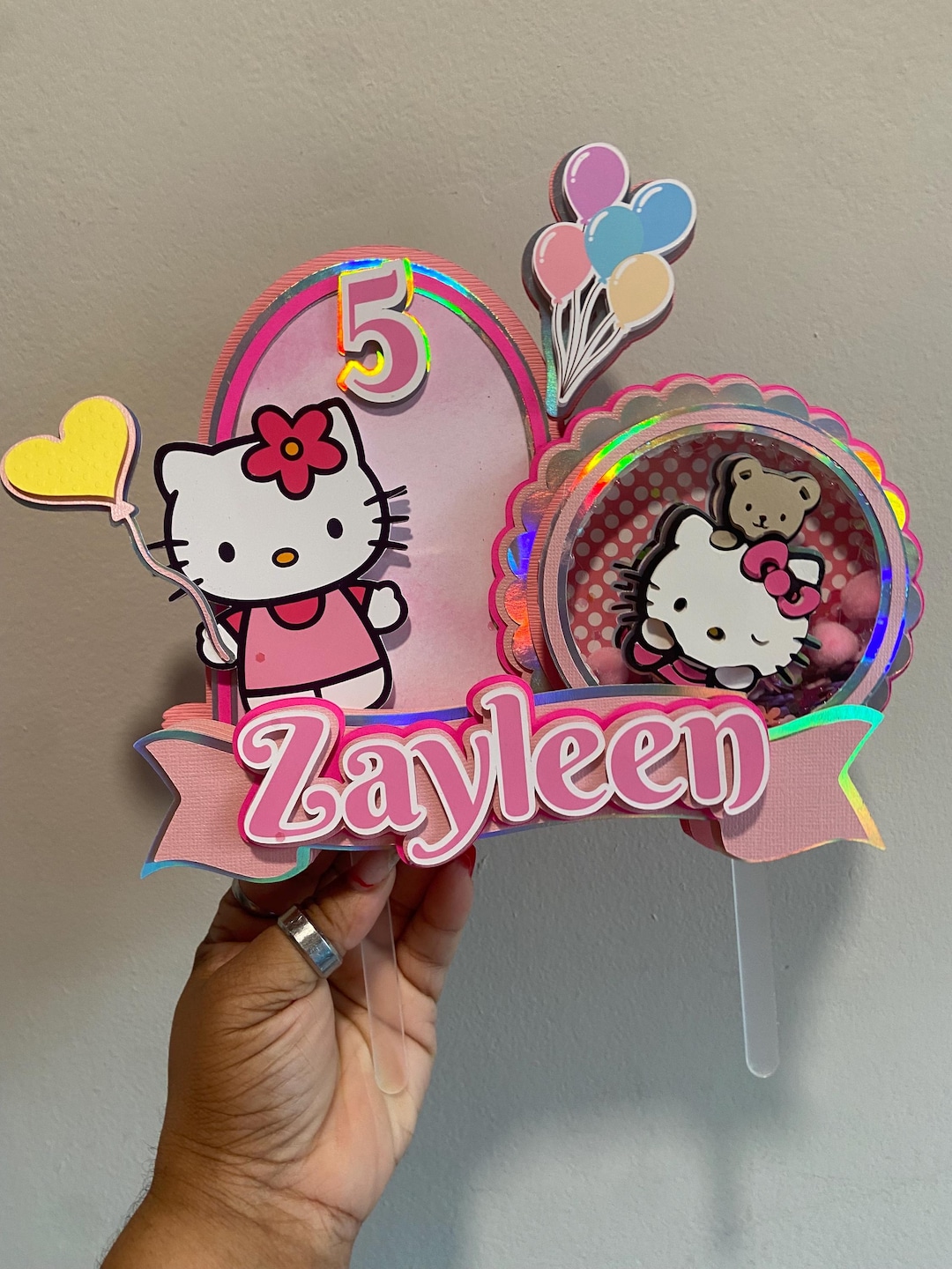 Pink Kity Custom Cake Topper Shaker - Etsy