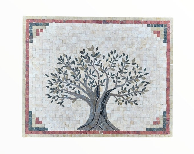 Olive Tree Kitchen Backsplash Mural Mosaic Tiles. Handcrafted Mosaic ...