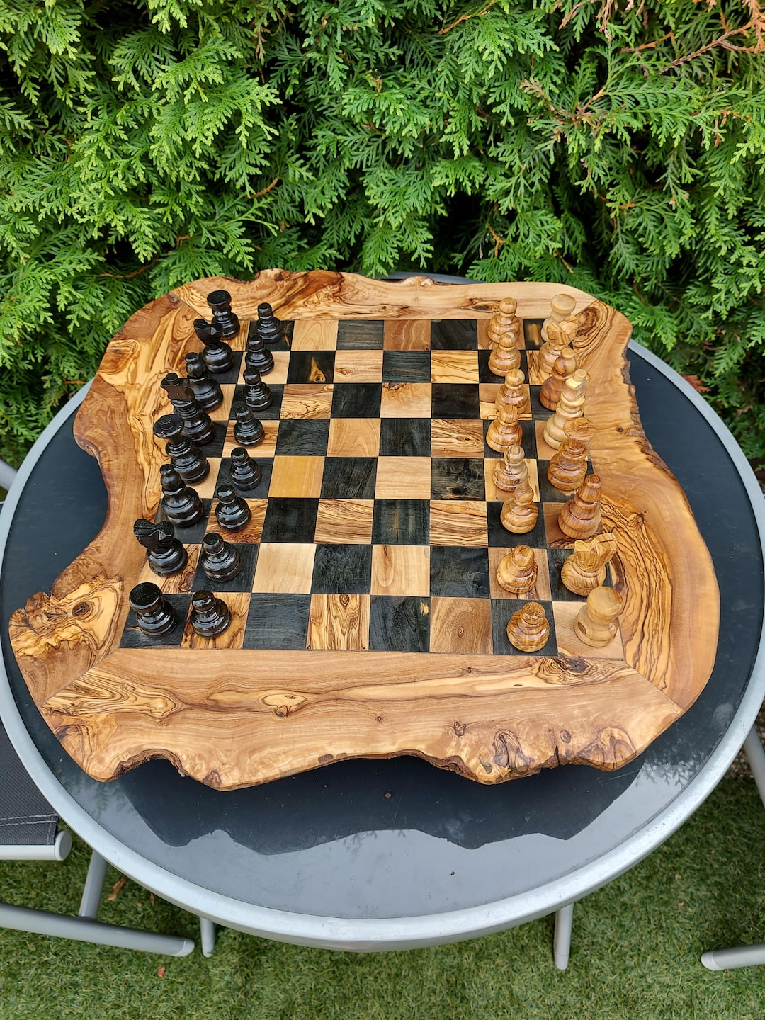 Wood Chess Set Handmade of Olive Wood, Antique Chess, Christmas Gift ...