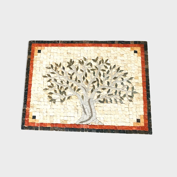 Olive Tree Kitchen Backsplash Mural Mosaic Tiles. Handcrafted - Etsy