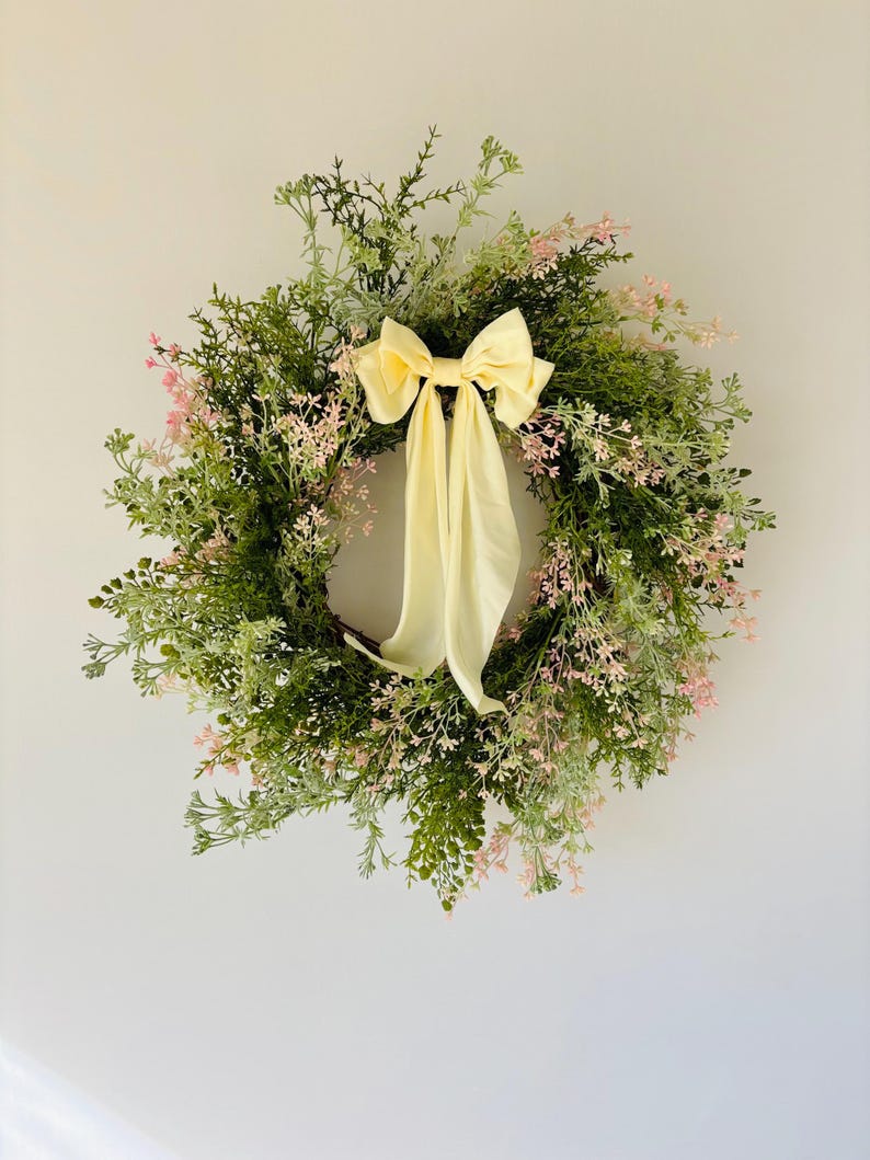 Spring Greenery Wreath for Front Door, Spring Pink Berry Wreath, Spring ...
