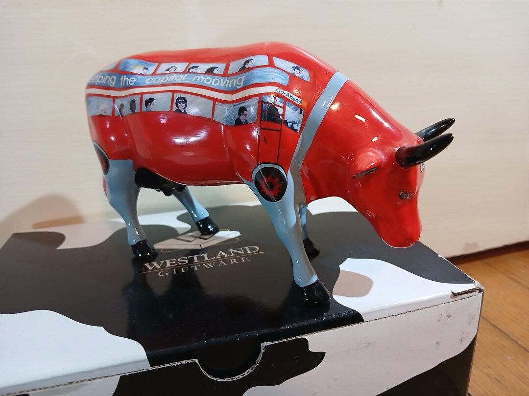 Westland Cow Parade Cow Bus Figurine 7321 Keep the Capital Mooving - Etsy