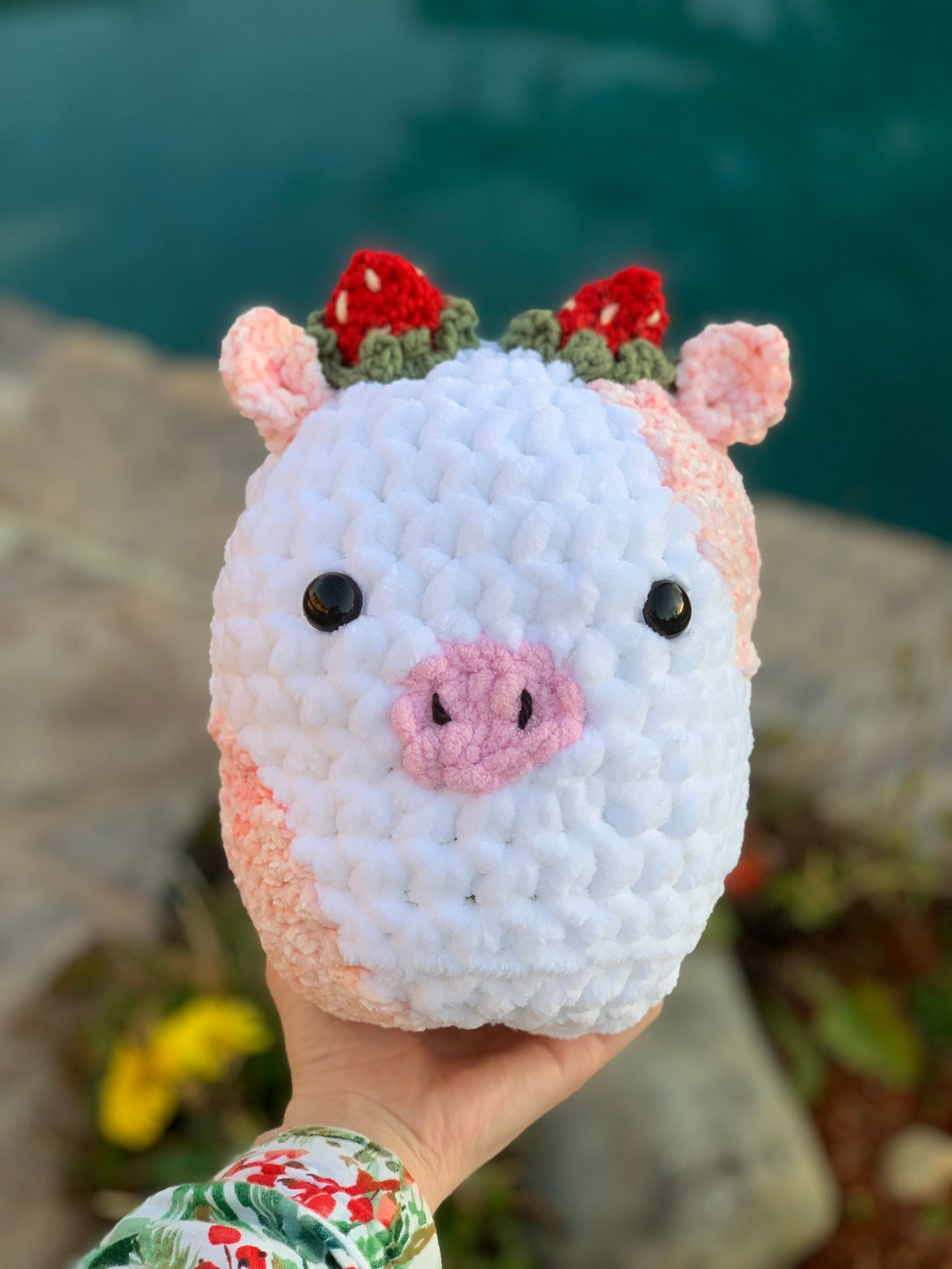 Crochet Strawberry Squishmallow Cow - Etsy