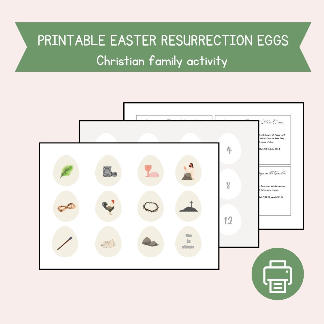 Printable Easter Resurrection Eggs, Easter Activity, Cristian Religious ...
