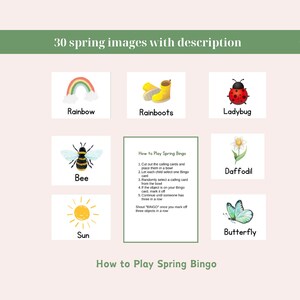 Spring Kids Bingo, 30 Unique Bingo Cards, Kids Spring Activity ...