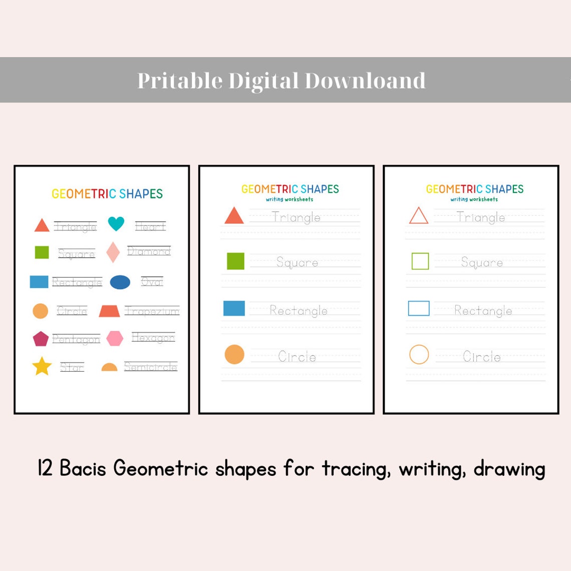 Shape Trancing Worksheets, Geometric Shapes Activity, Handwriting ...