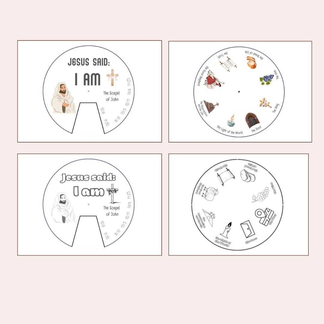 Jesus Said I Am Coloring Wheel, Printable Bible Activity, Kids Bible ...