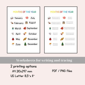 Months of the Year, Tracing Worksheet, Handwriting Practice ...