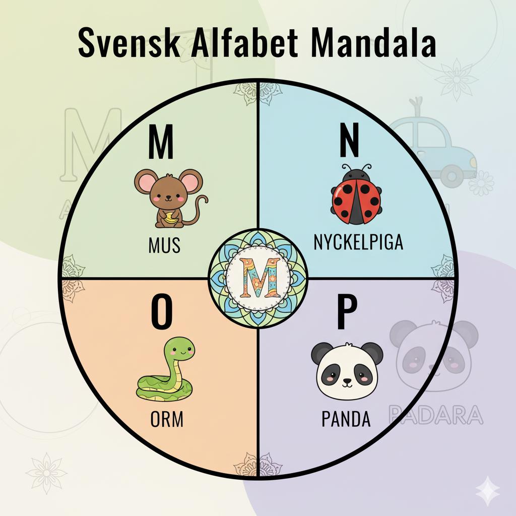 Swedish Alphabet Mandala Coloring Page: Scandinavian Kids ABC (digital ...