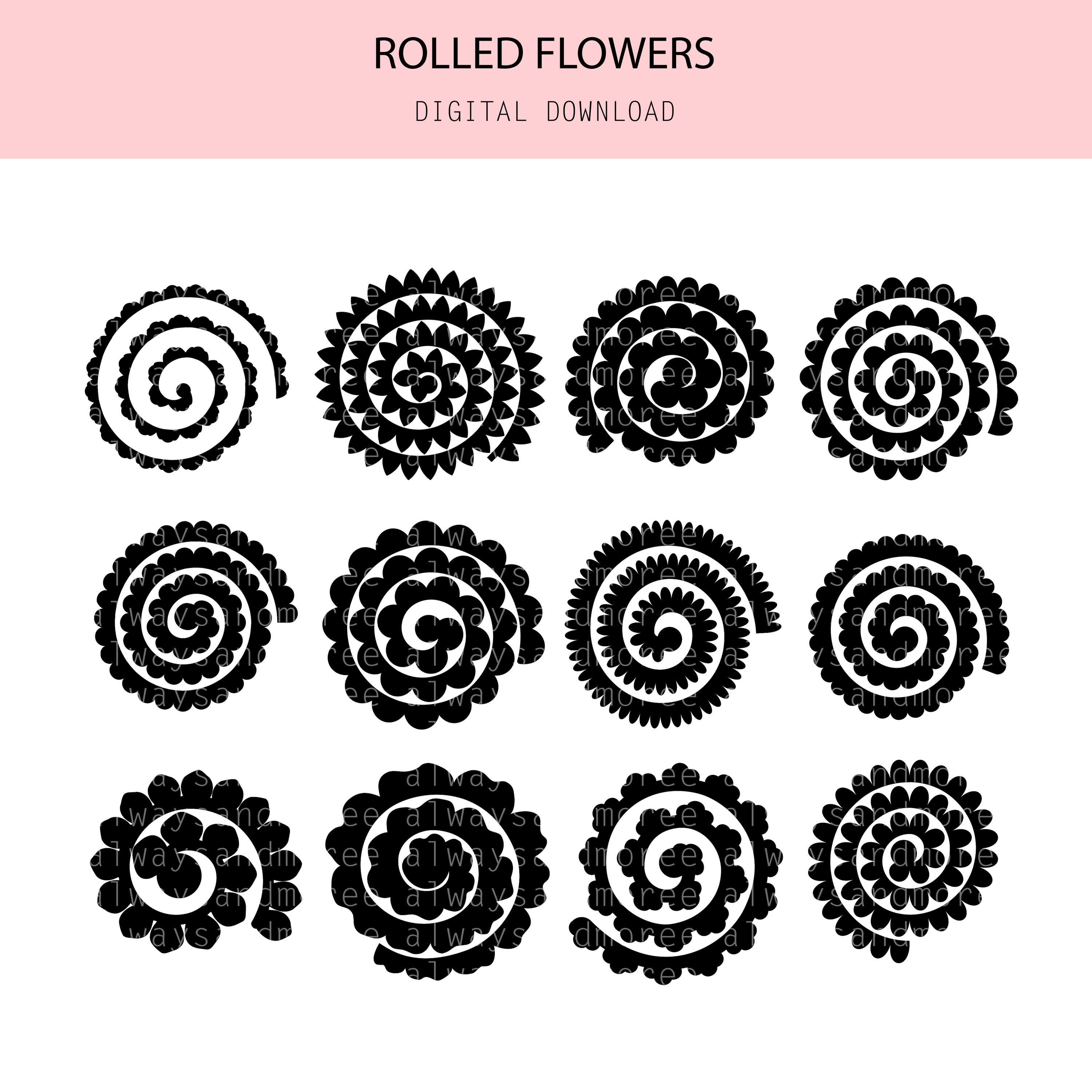 12 Rolled Flowers Designs Svgs Pngs Bundle // Digital Download // 3D ...