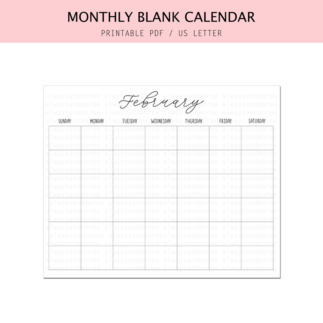 Monthly Digital Calendar Blanks // Digital Planner // Planner Life ...