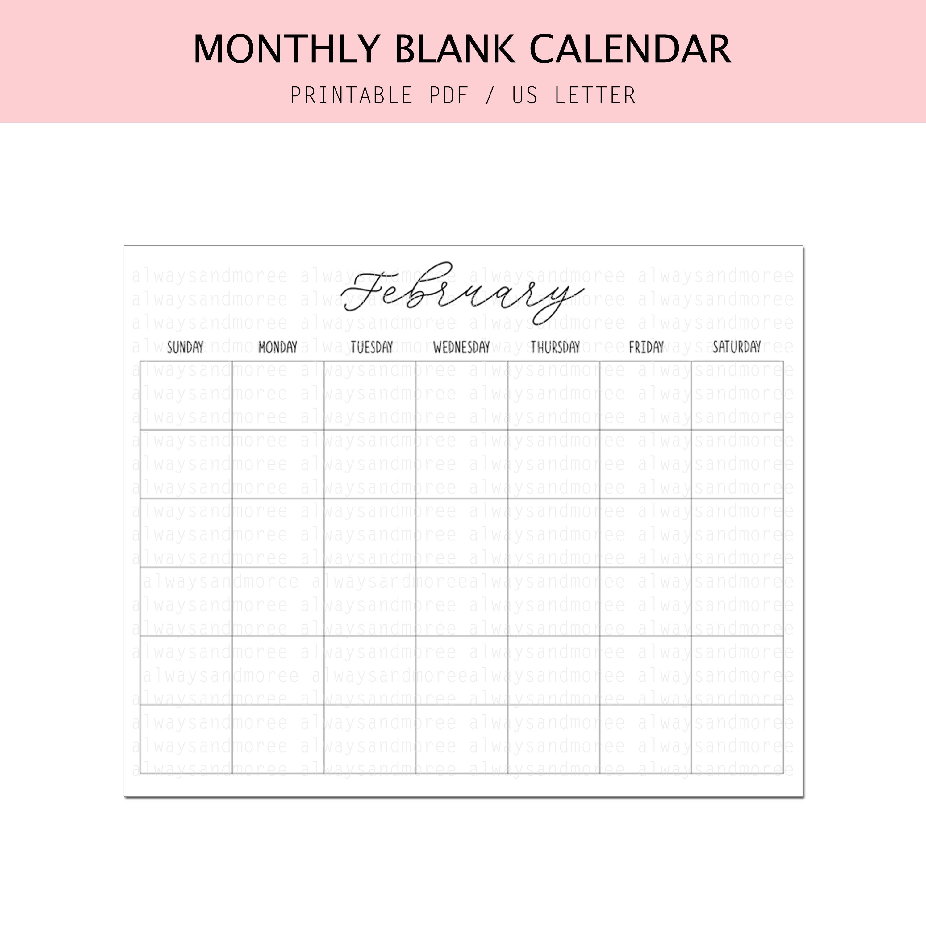 Monthly Digital Calendar Blanks // Digital Planner // Planner Life ...