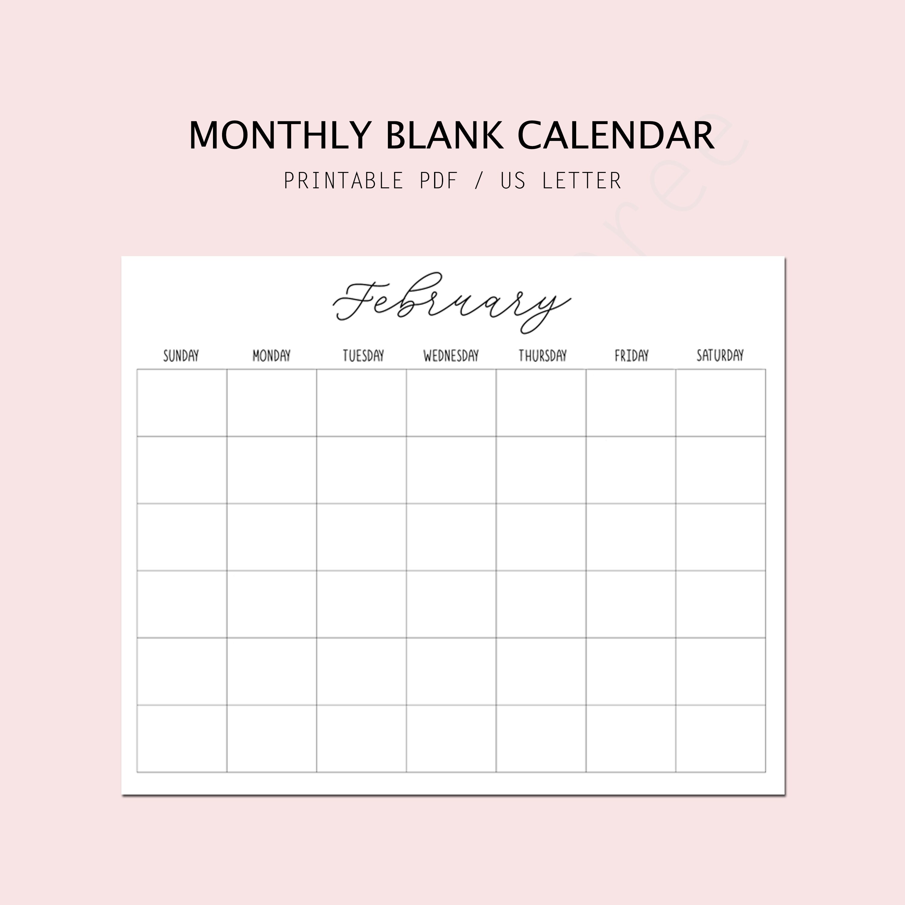 Monthly Digital Calendar Blanks // Digital Planner // Planner Life ...