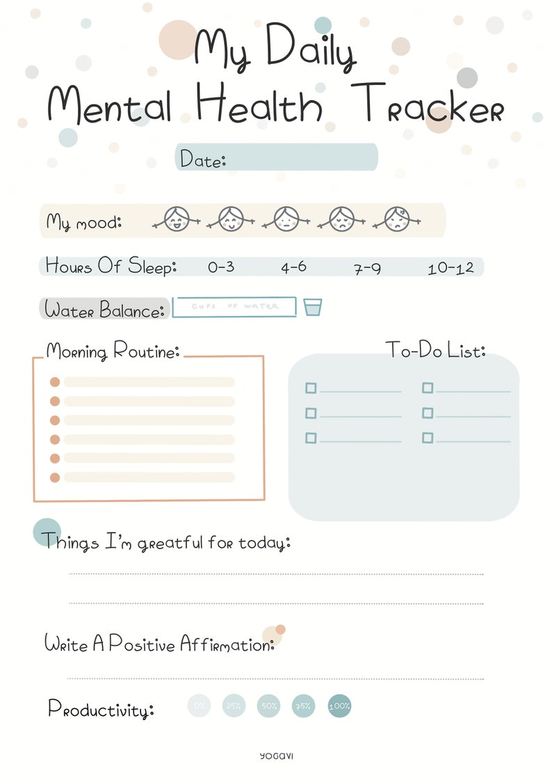 Daily Mood Tracker, Printable Mood Track, Emotion Tracker, Mood Journal ...