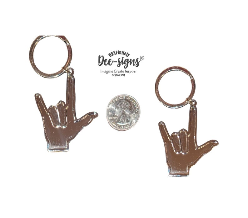Silver I Love You Asl Keychain, Sign Language Keychain. Great Gift for ...