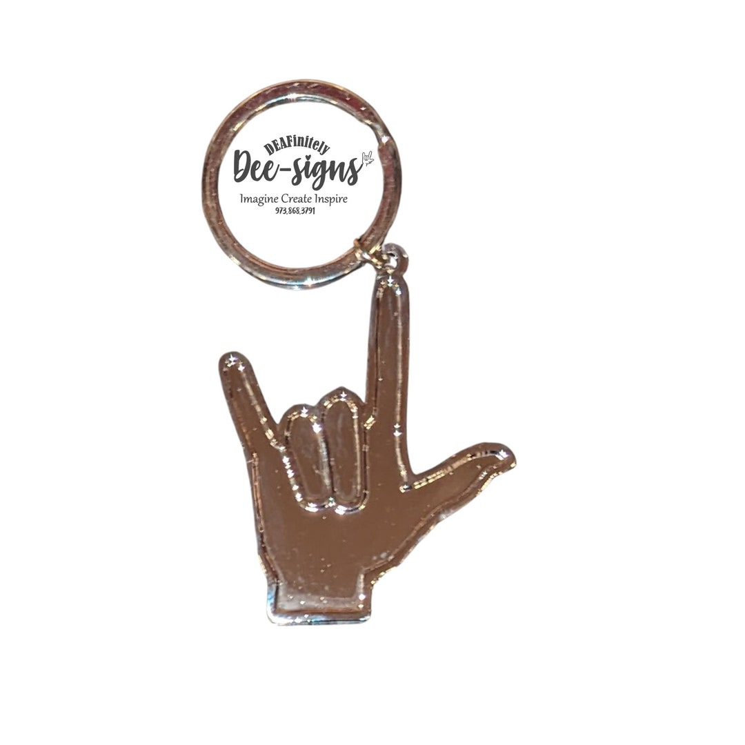 Silver I Love You Asl Keychain, Sign Language Keychain. Great Gift for ...