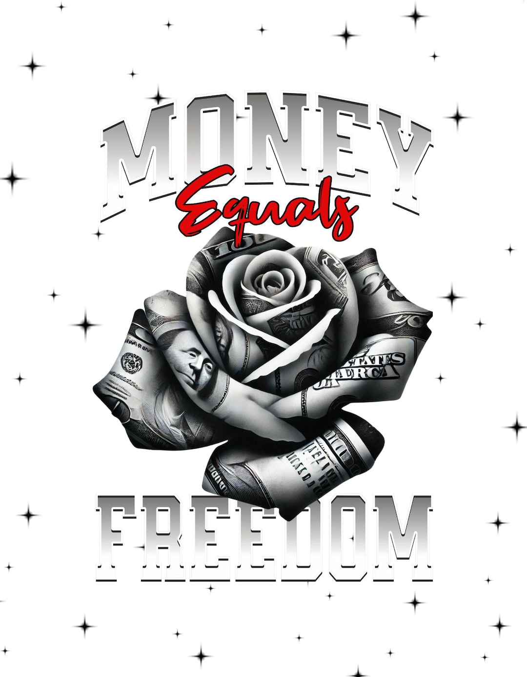Money Rose T-shirt Design: Hip Hop Dollar Flower PNG/SVG (digital ...
