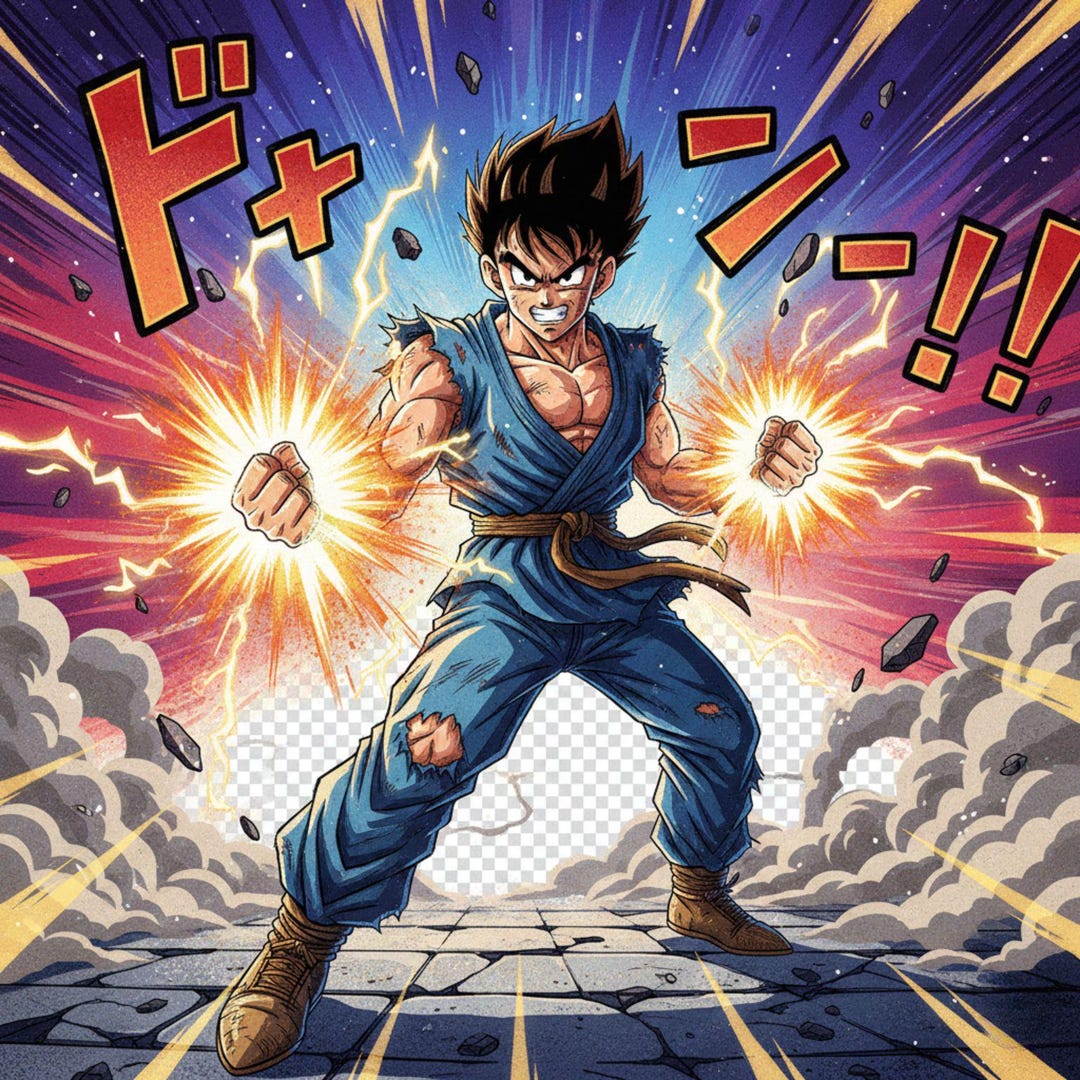 90s Anime Hero PNG • Shonen Battle Digital Art • Glowing Fist Energy ...