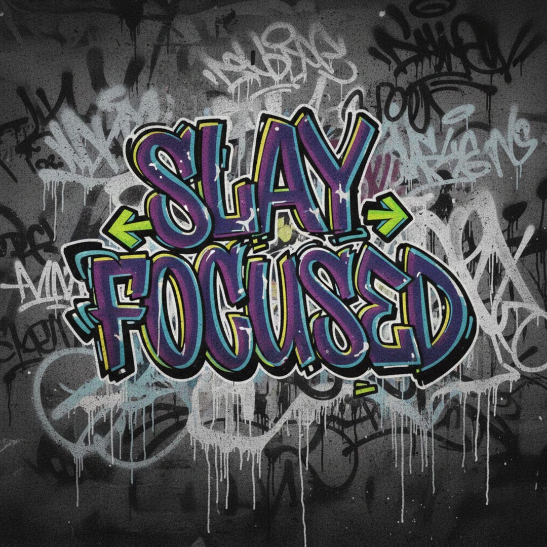 Slay Focused Graffiti Streetwear PNG, Hustle Motivation Streetwear ...