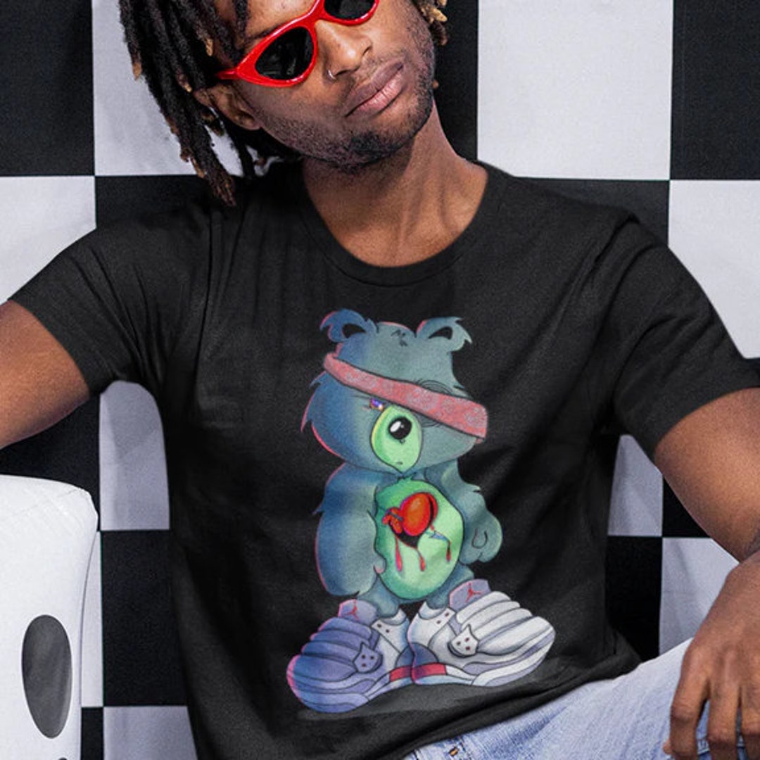 Teddy Bear DTF Transfer Ready to Press, Bleeding Heart Bear, Sneaker ...