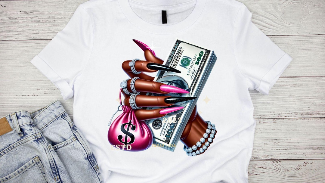 Money Hands PNG: Bling Nails, Cash & Pink Money Bag (digital Download ...