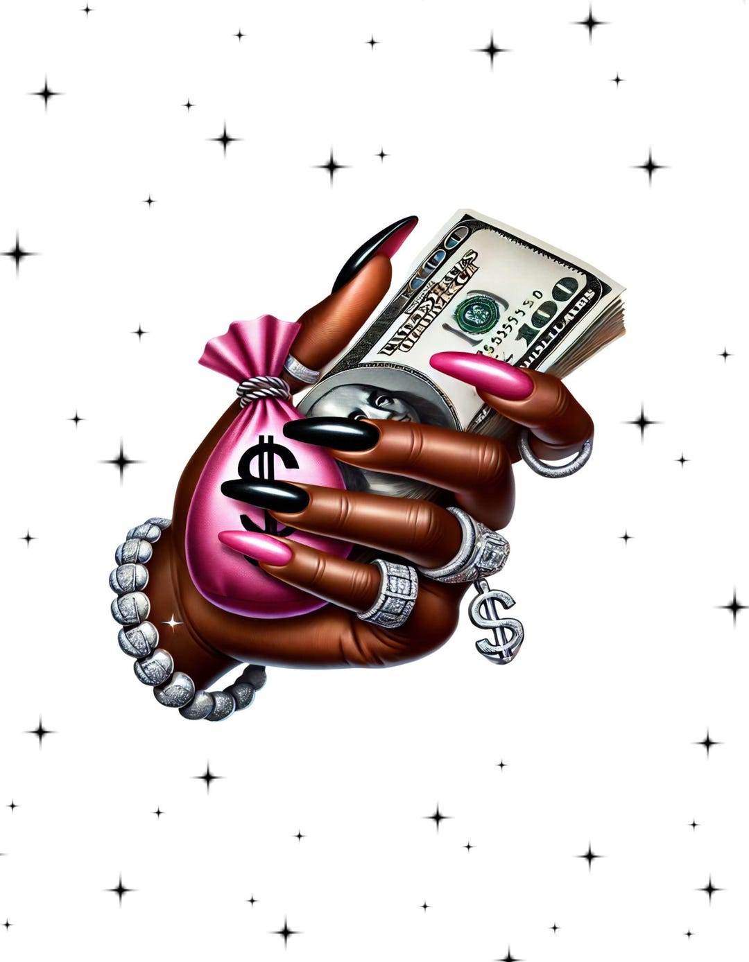 Money Hands Cash Money PNG Black Bling Nails Money Hand Design Cash ...