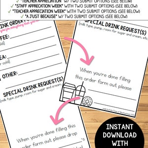 COFFEE SHOP Order Form | Coffee | Tea | Teacher | Staff | Just Because ...