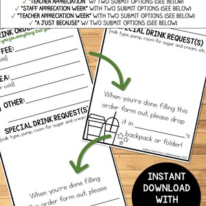 STARBUCKS ORDER FORM | Coffee | Teacher | Staff | Just Because ...