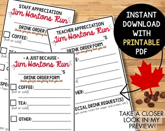 COFFEE SHOP Order Form | Coffee | Tea | Teacher | Staff | Just Because ...