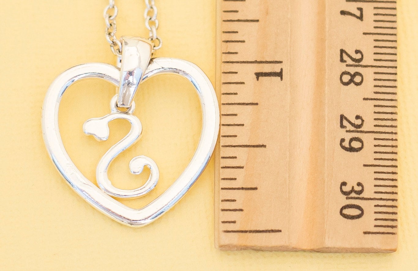Vintage Silver Tone Heart Letter S Pendant Necklace 18 Inches by Avon ...