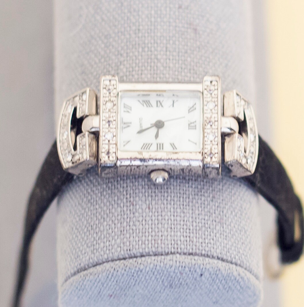 Vintage Rhinestone Black Watch by Avon i7 | Etsy