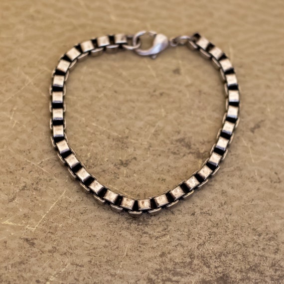 9 inch, Vintage Box Chain Link Unique Bracelet - I34 - Gem