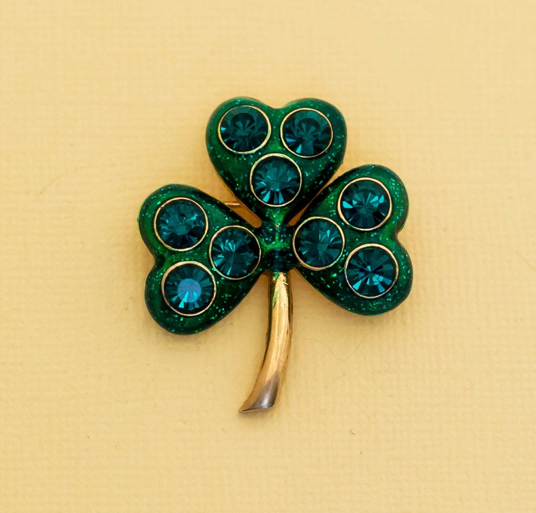 Vintage Intricate Three Leaf Clover Rhinestones Brooch I27 - Etsy