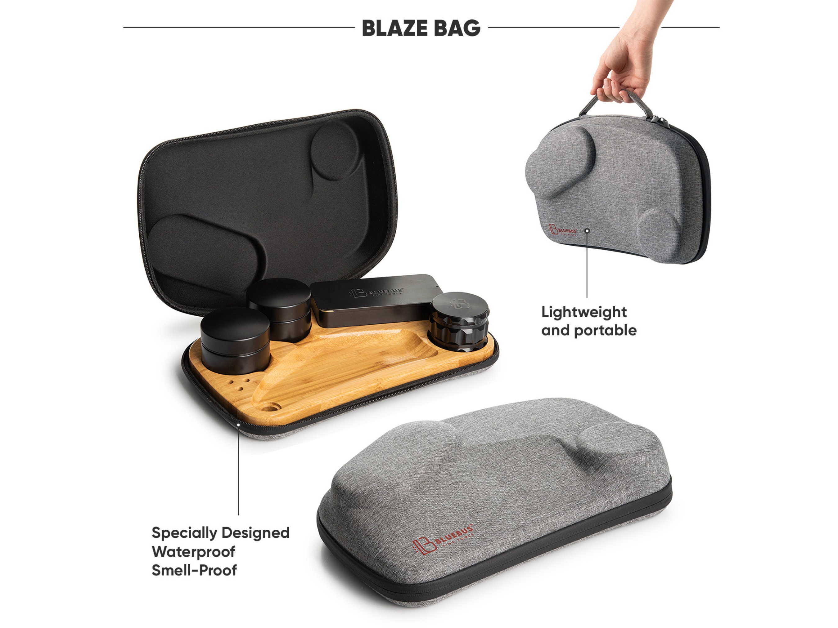 BLAZE Wooden Rolling Tray Set With Carry Case Grinder Brush - Etsy