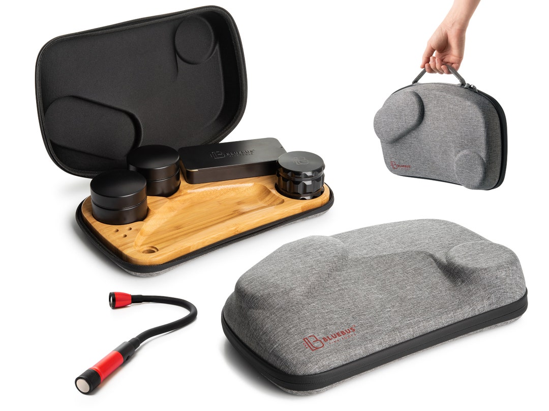 BLAZE Wooden Rolling Tray Set With Carry Case, Grinder, Brush, Stash ...
