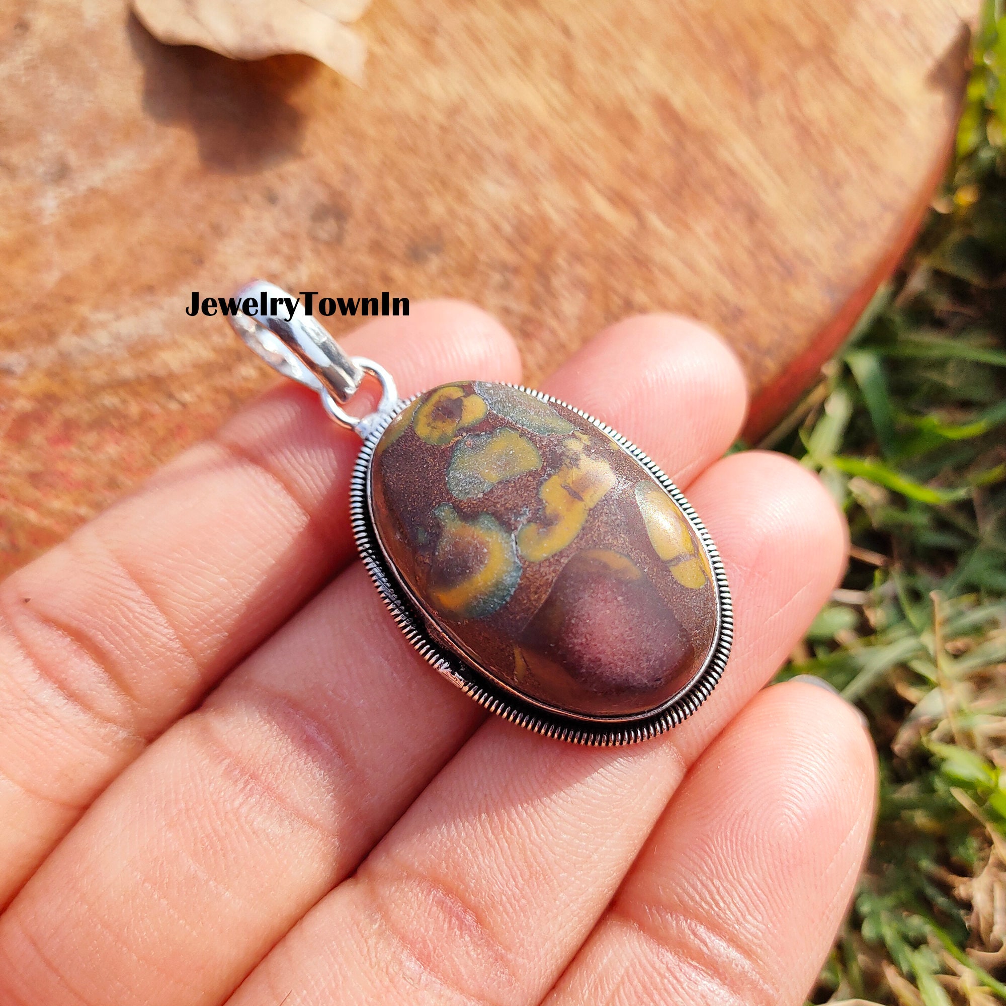 Fruit Jasper Gemstone Pendant, Natural Jasper Pendant, Jasper Jewelry ...