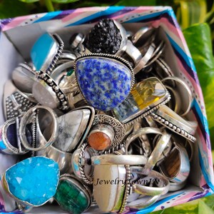 Sample of Natural Gemstone Ring, 925 Sterling Silver Plated Ring ...