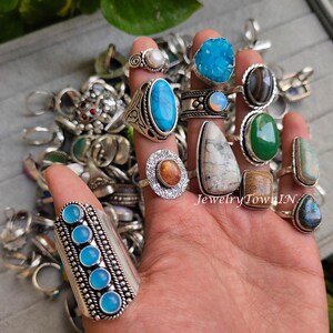 5 Pcs Mystery Rings, Gemstone Rings, Bulk Ring Lot, Wholesale Rings Lot ...